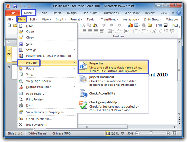 Where Is The Document Properties In PowerPoint 2007 2010 2013 2016 
