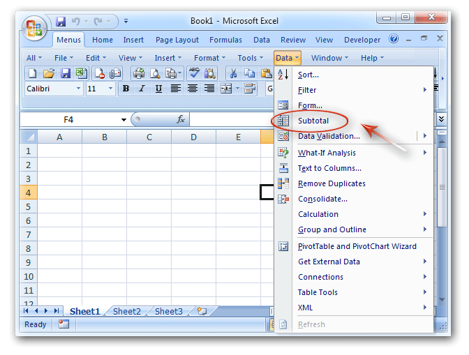 Where Is The Subtotal Button In Excel 2007 2010 2013 2016 2019 And 365