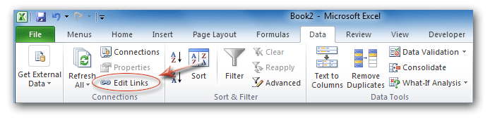 Where Are Edit Links And Break Links In Microsoft Excel 2007 2010 