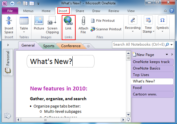 Where Is Create Linked Page In OneNote 2010 2013 2016 2019 And 365