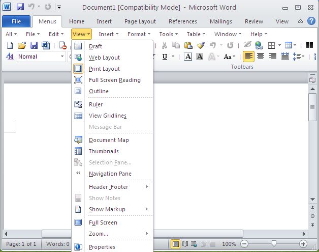 Classic Menu for Office Home ans Business 2010 SCREENSHOT